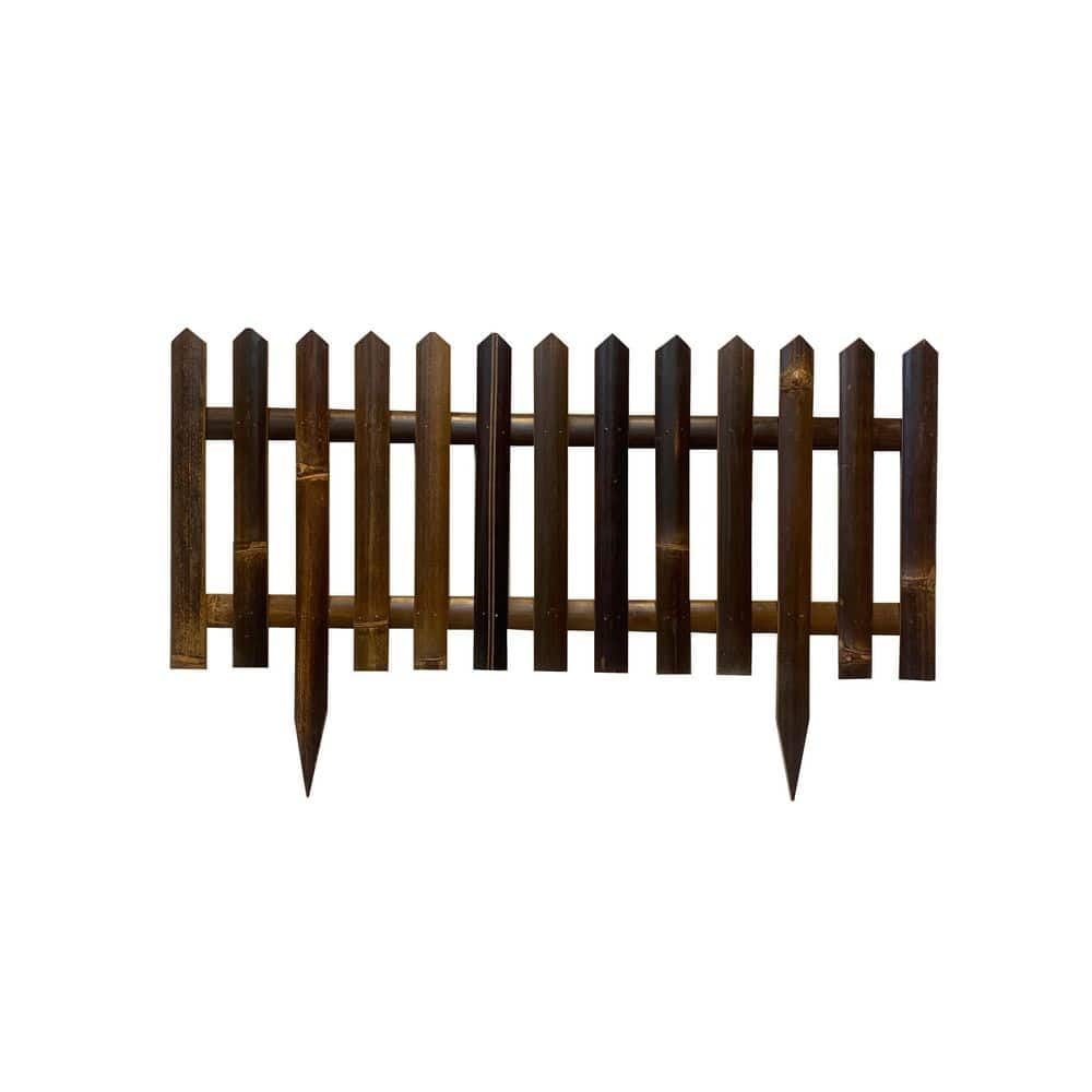16 in. H Black Bamboo Picket Garden Fence - Walmart.com