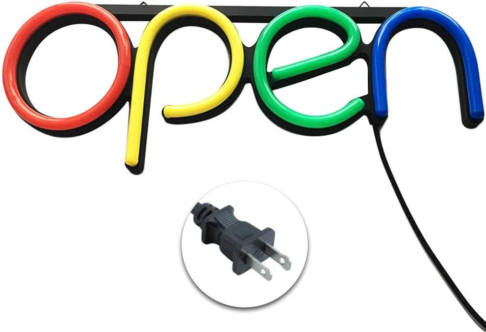 16 in. LED Neon Light Open Sign, Business Light Up Sign Open LED Lamp ...