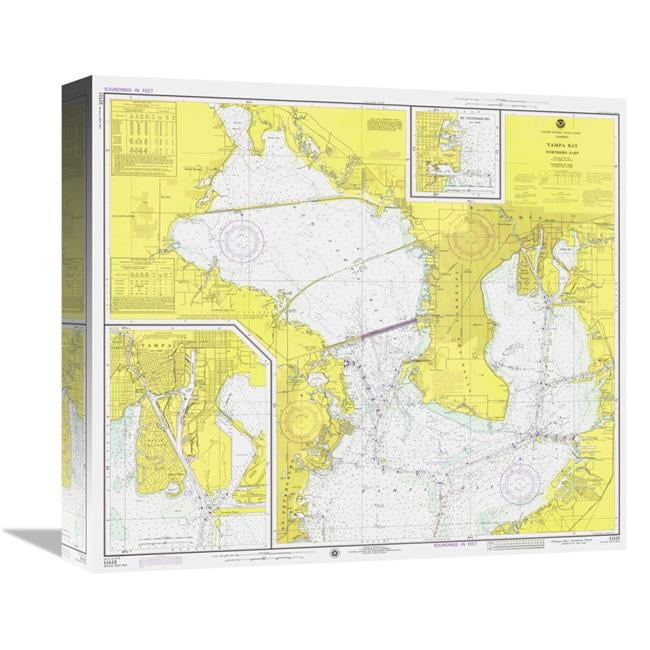 16 in. Nautical Chart - Tampa Bay - Northern Part CA. 1975 Art Print ...