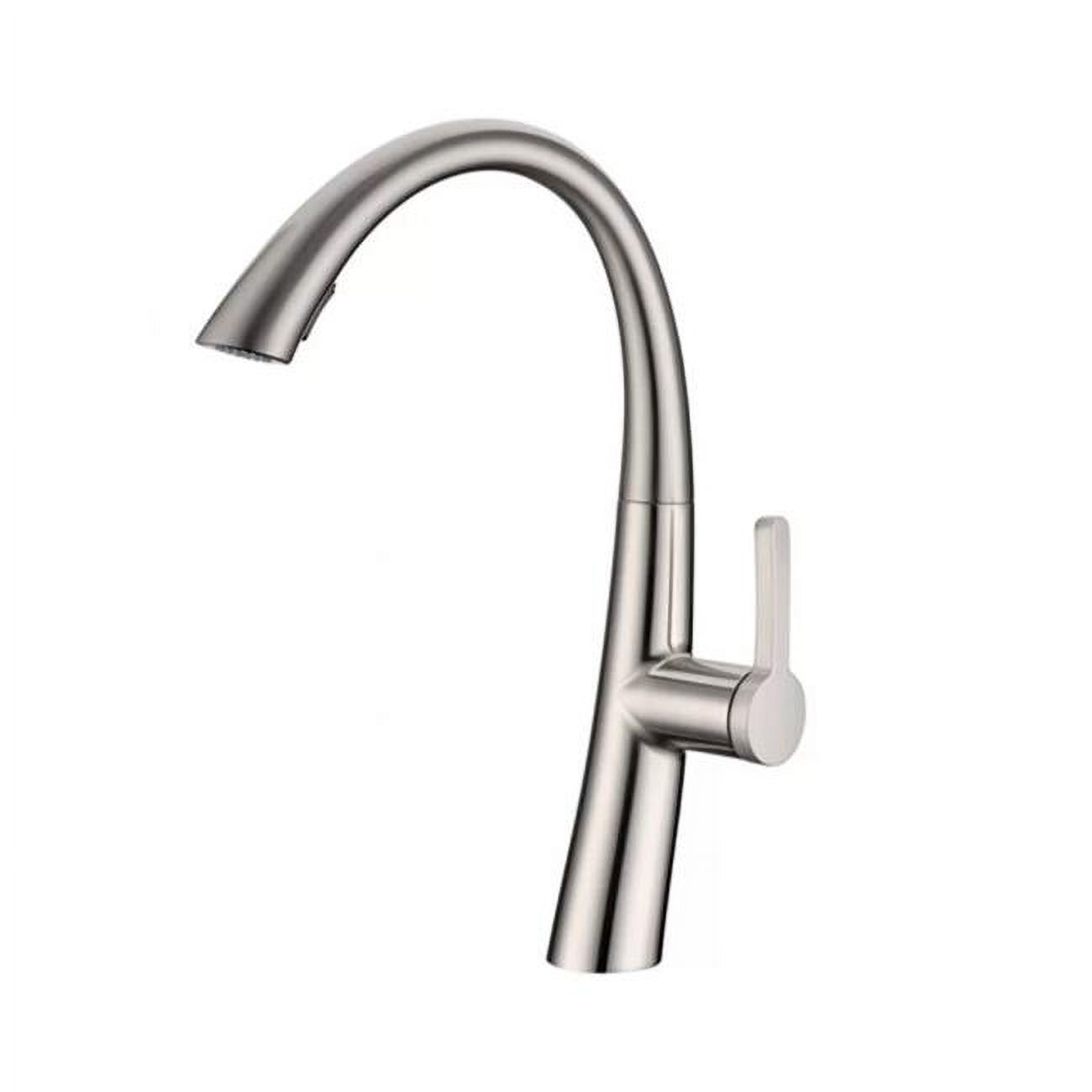16 in. Single Handle Pull Out Kitchen Faucet, Brush Nickel Finish ...