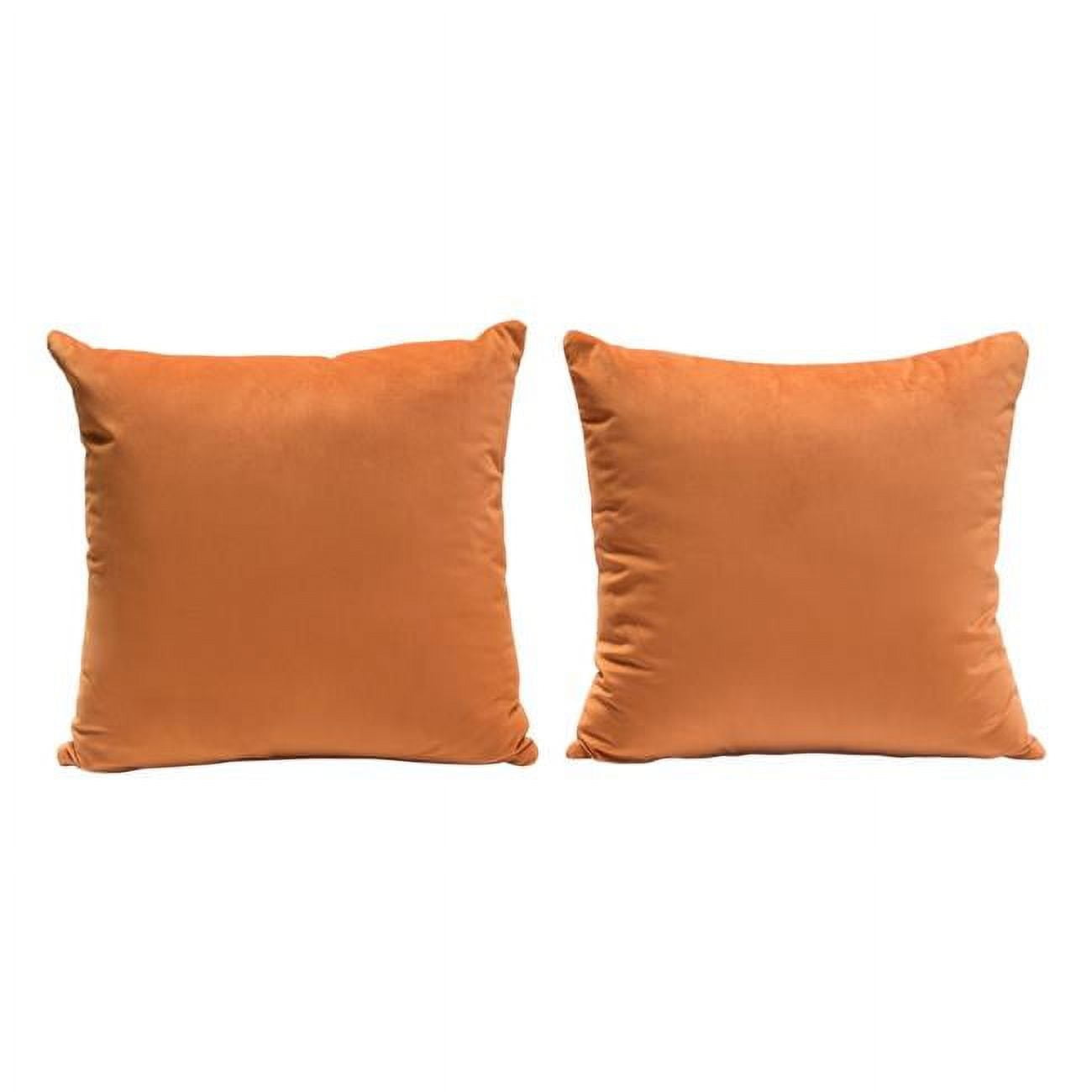 16 in. Square Accent Pillows, Rust Orange Velvet - Pack of 2 - Walmart.com