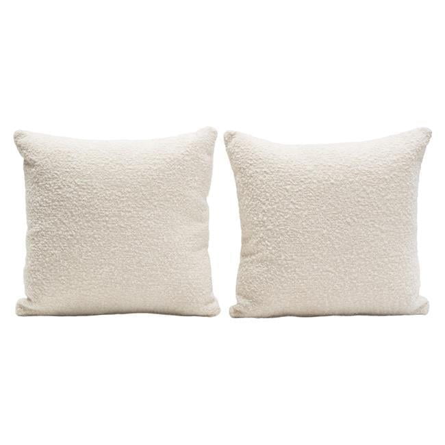 16 in. Square Accent Pillows, Bone Boucle Textured Fabric - Set of 2 ...
