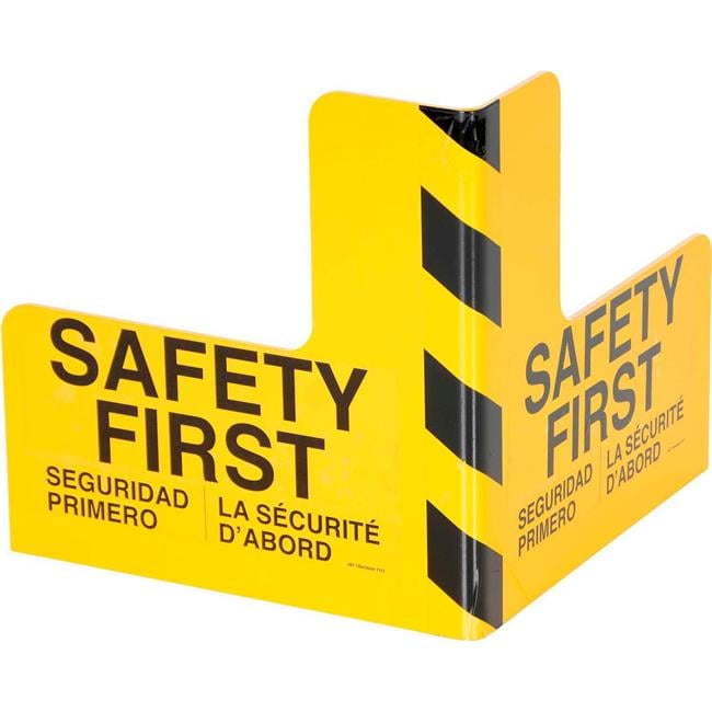 16 in. Steel Corner Guard with Safety First Message - 16 in. Center x 8 ...