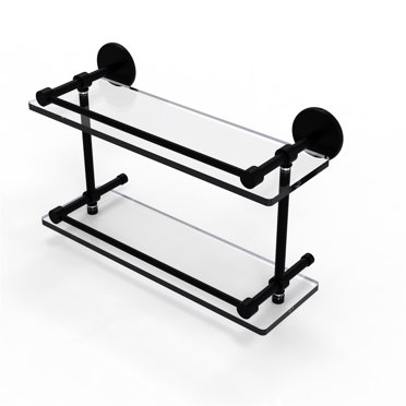 Que New 16" Double Glass Shelf with Gallery Rail - Walmart.com