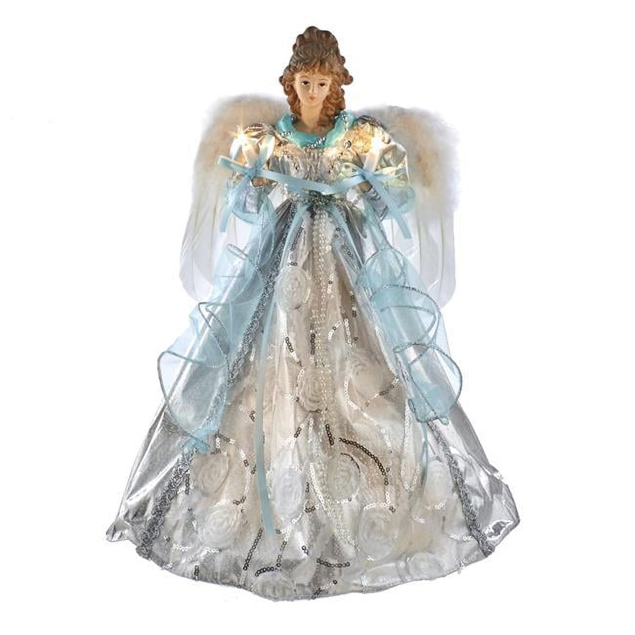 16 in. UL 10-Light Silver & Blue Angel Treetop - Walmart.com