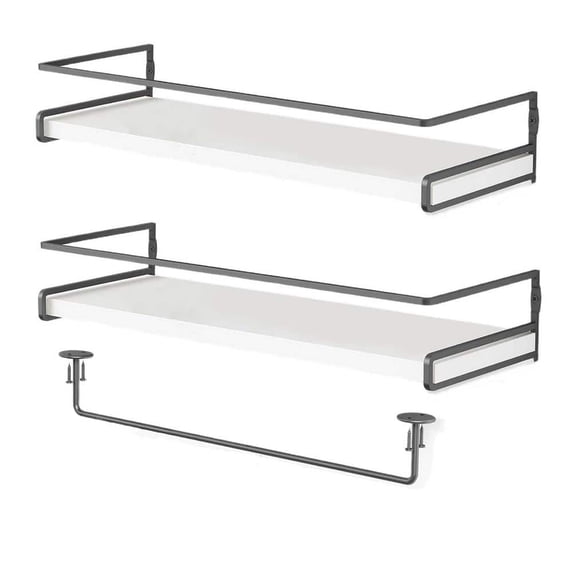 16 in. W x 3 in. H x 6 in. D Wood Rectangular White Decorative Shelves ...