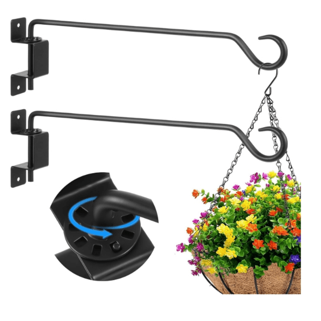 16 inch 2 Pack Swivel Plant Hangers Outdoor Heavy Duty - Black Iron ...