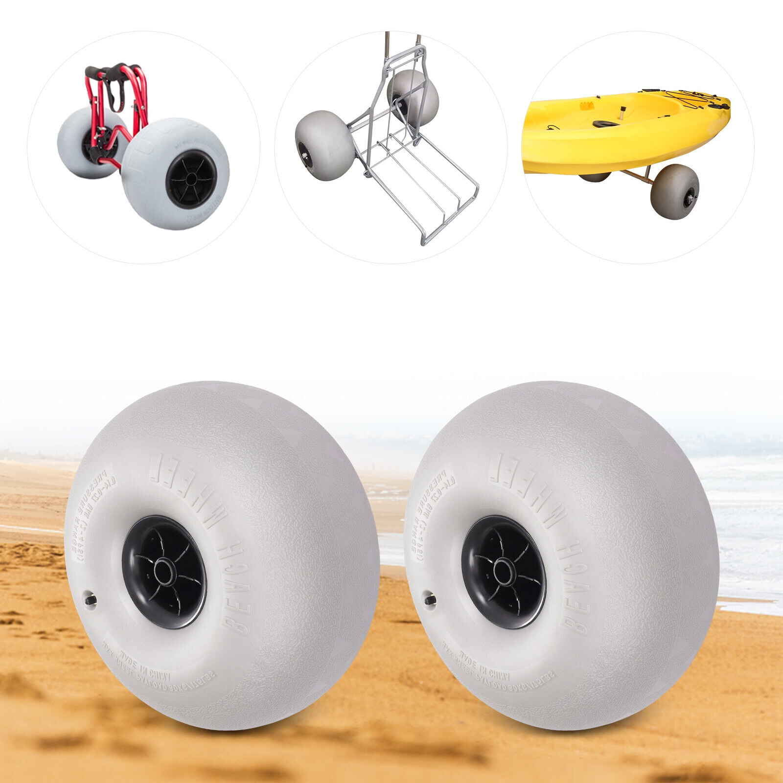 16 inch 2x Beach Cart Wheels Inflatable Wheels Replacement Balloon ...