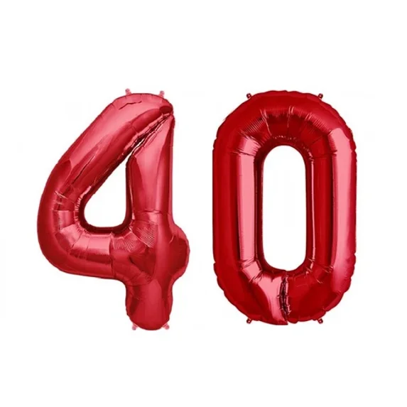 16 inch 40 Hot Red Number Balloons 40th Birthday Party Anniversary Foil ...