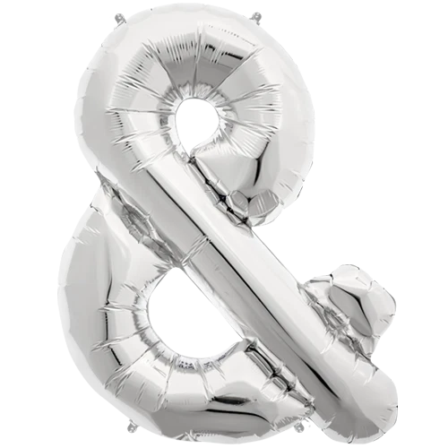 16 inch & Ampersand And Sign Silver Number Balloons Party Foil Balloon ...