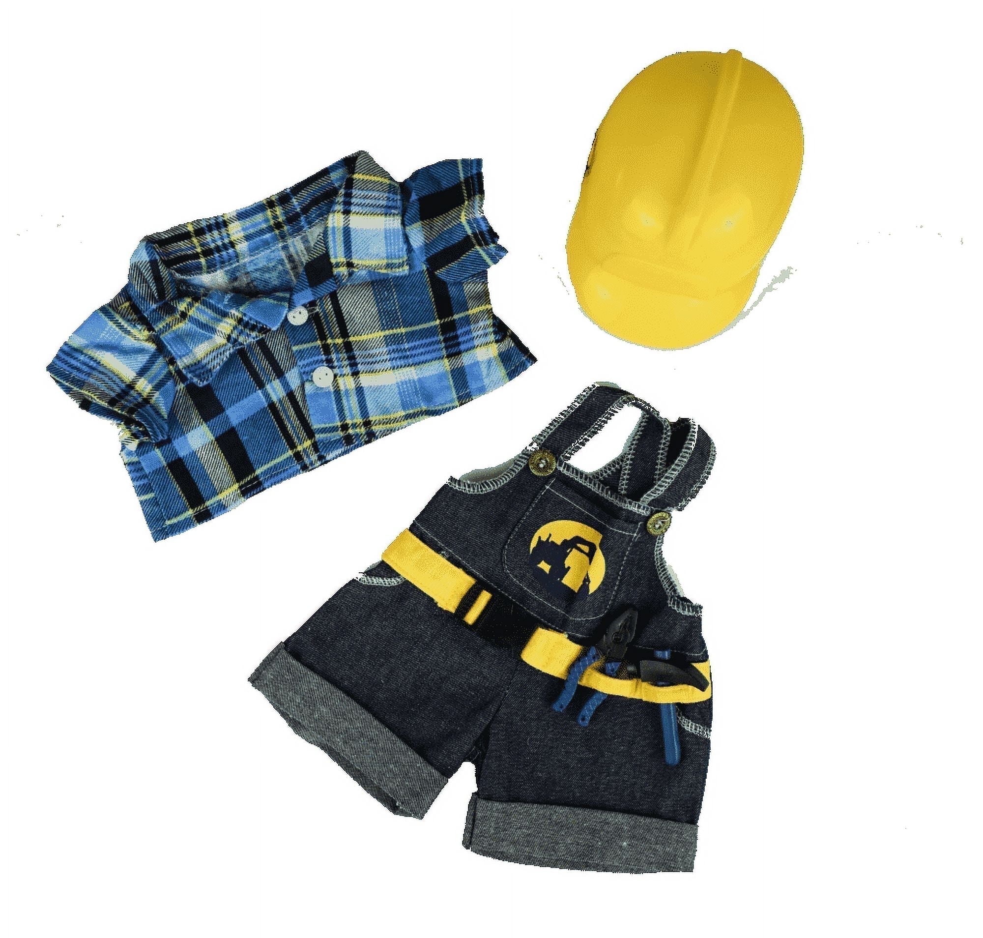 Build-a-Bear Construction Worker Outfit with Hat, Fits 14"-18" Soft ...