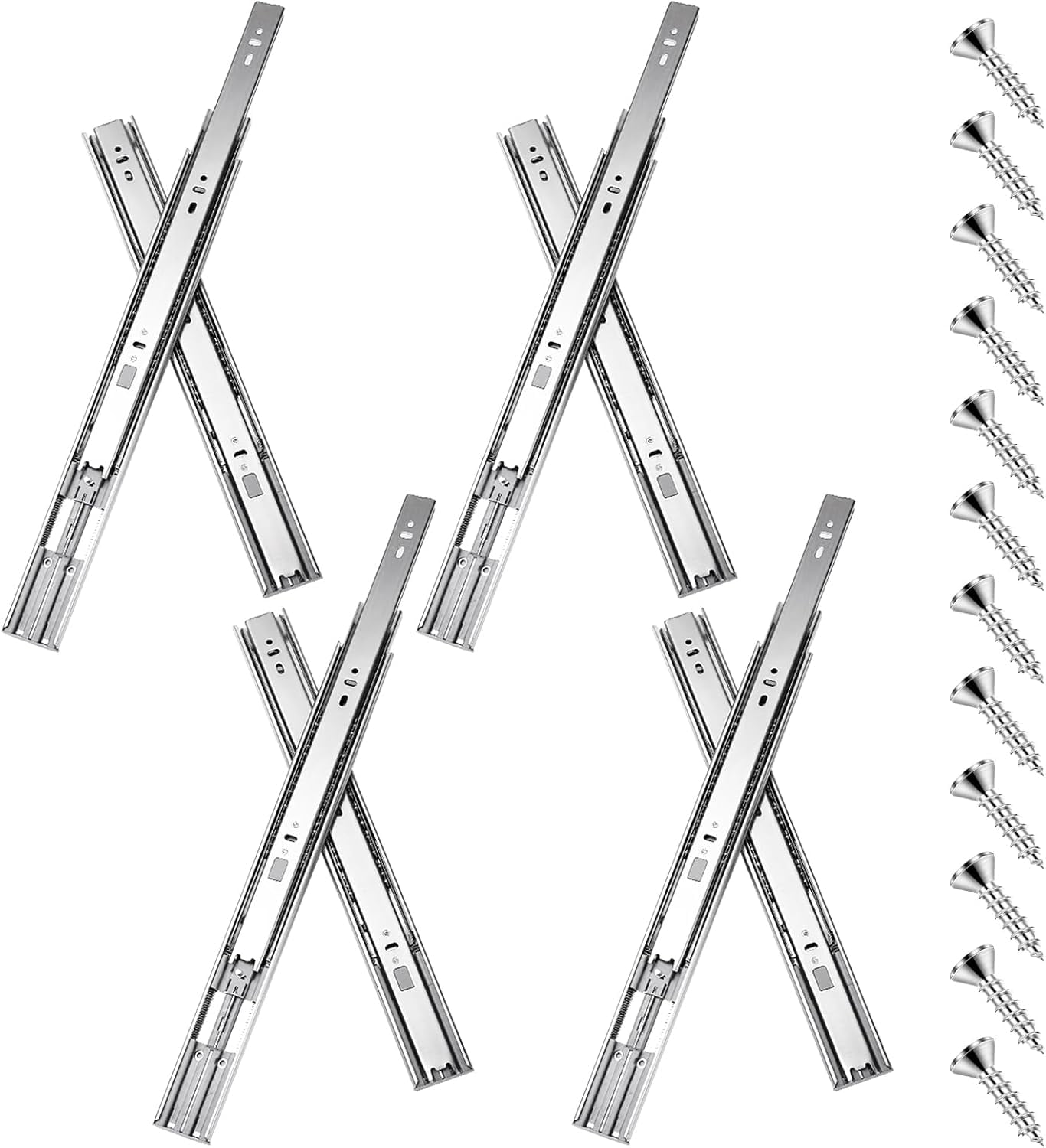 16 inch Drawer Slides 4 Pairs (8pcs) Soft Self Close Full Extension ...