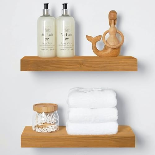 16 inch Golden Oak Floating Shelf, High End Solid Real Wood 16inch ...