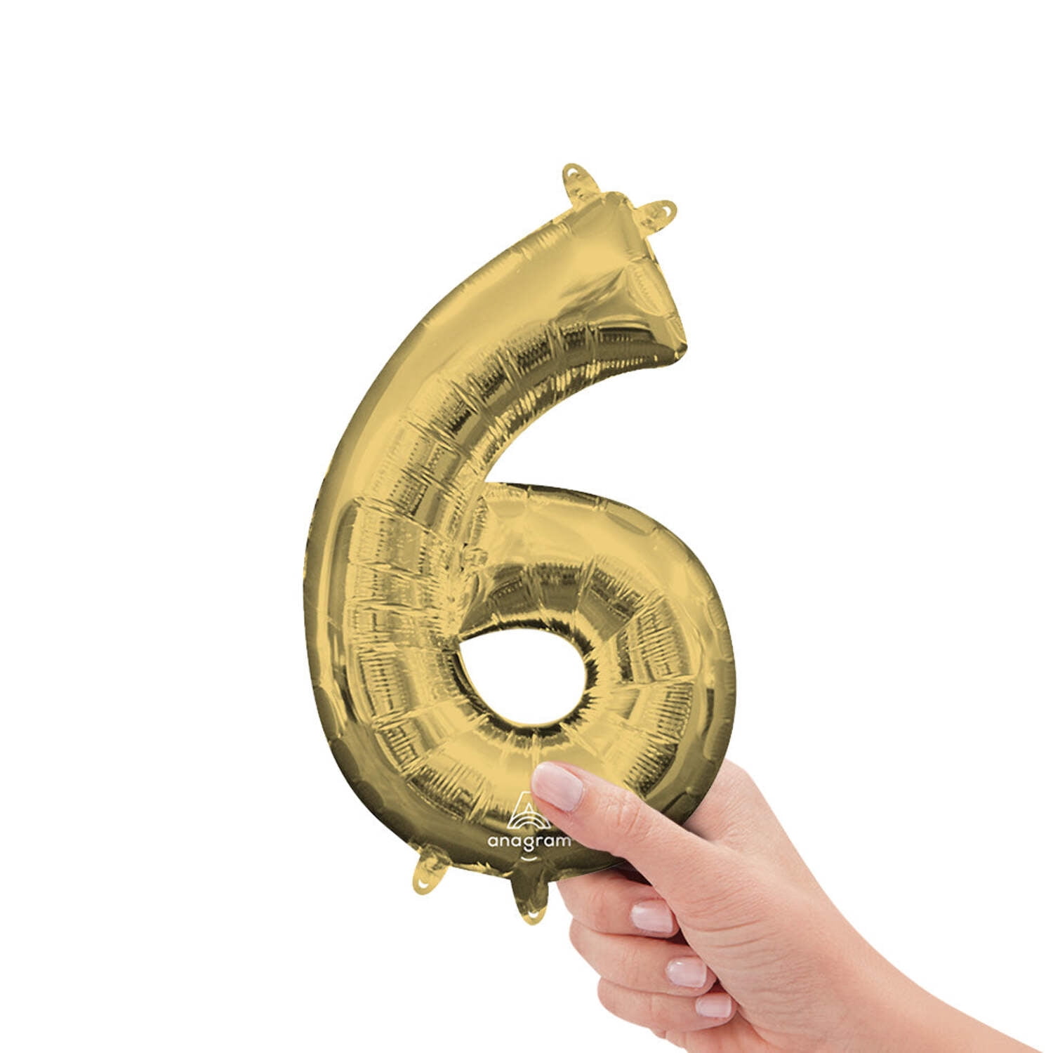 16 inch Number 6 - Anagram - White Gold (Air-Fill Only) Foil Mylar ...