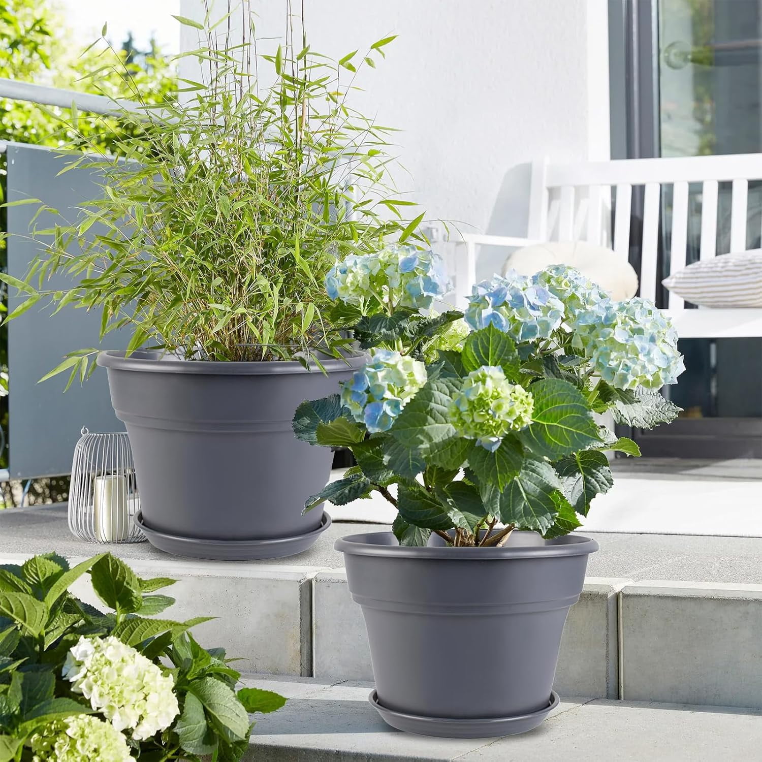 16-inch-Plant-Pots, 4 Pack Large Planters for Outdoor Plants, Plastic ...