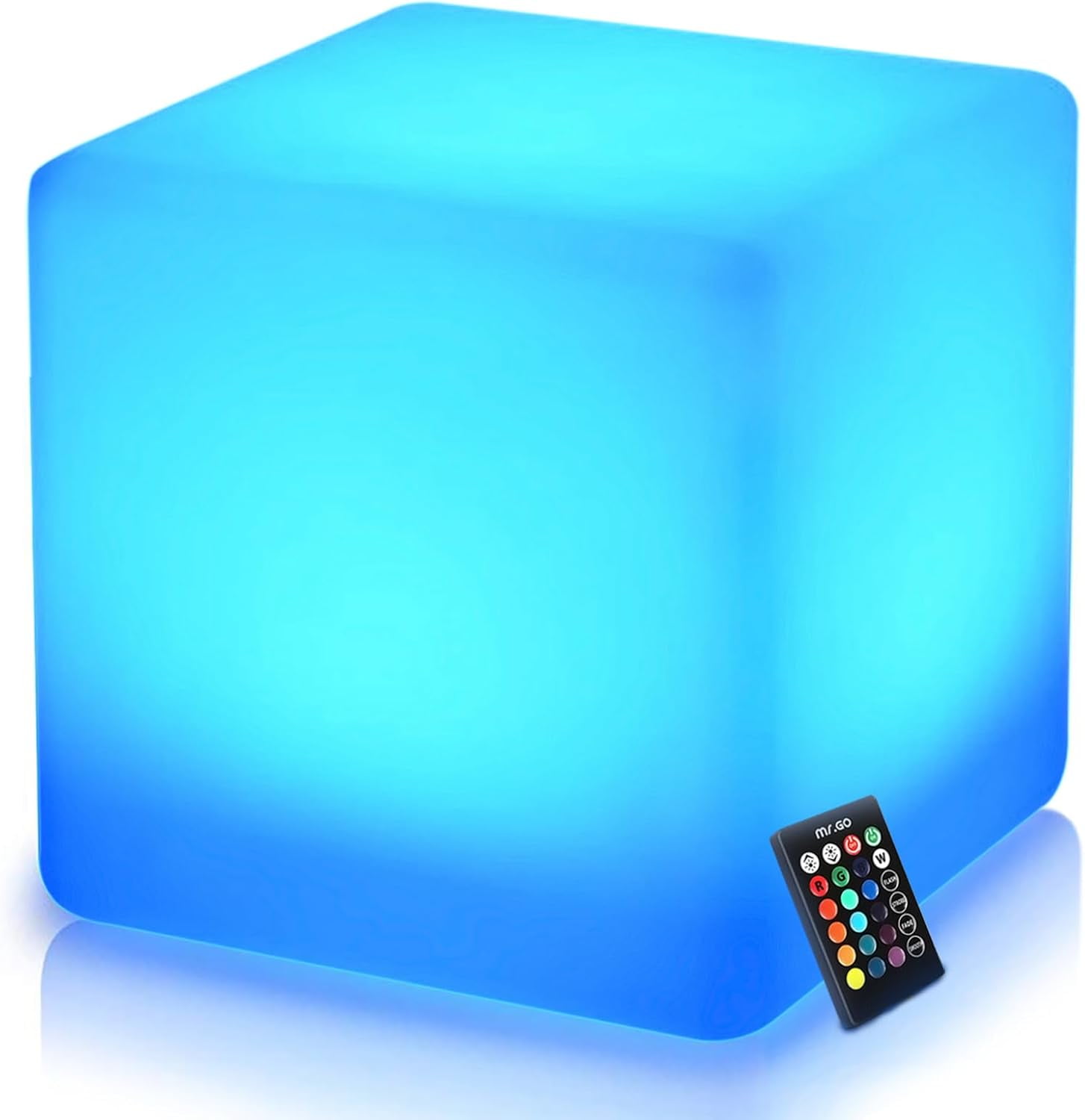 16-inch Rechargeable LED Cube Chair Light, 16 RGB Colors Glow Cube Seat ...