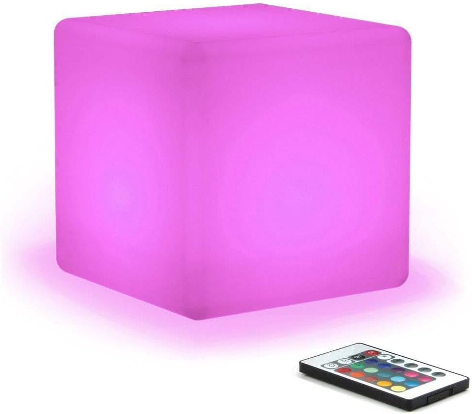 16-inch Rechargeable LED Cube Chair Light with Remote, Waterproof RGB ...
