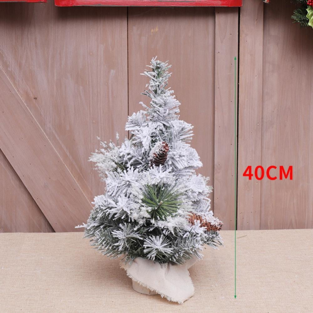 16 inch Snow Flocked Tabletop Christmas Tree, Pre-lit Artificial Mini ...