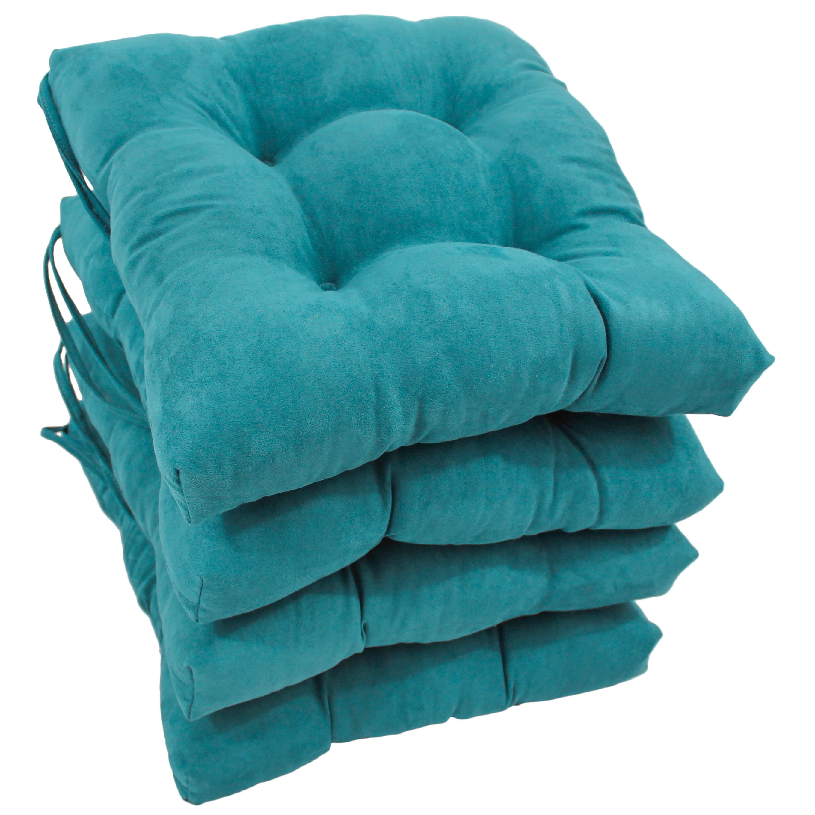 16-inch Solid Micro Suede Square Tufted Chair Cushions (Set of 4 ...
