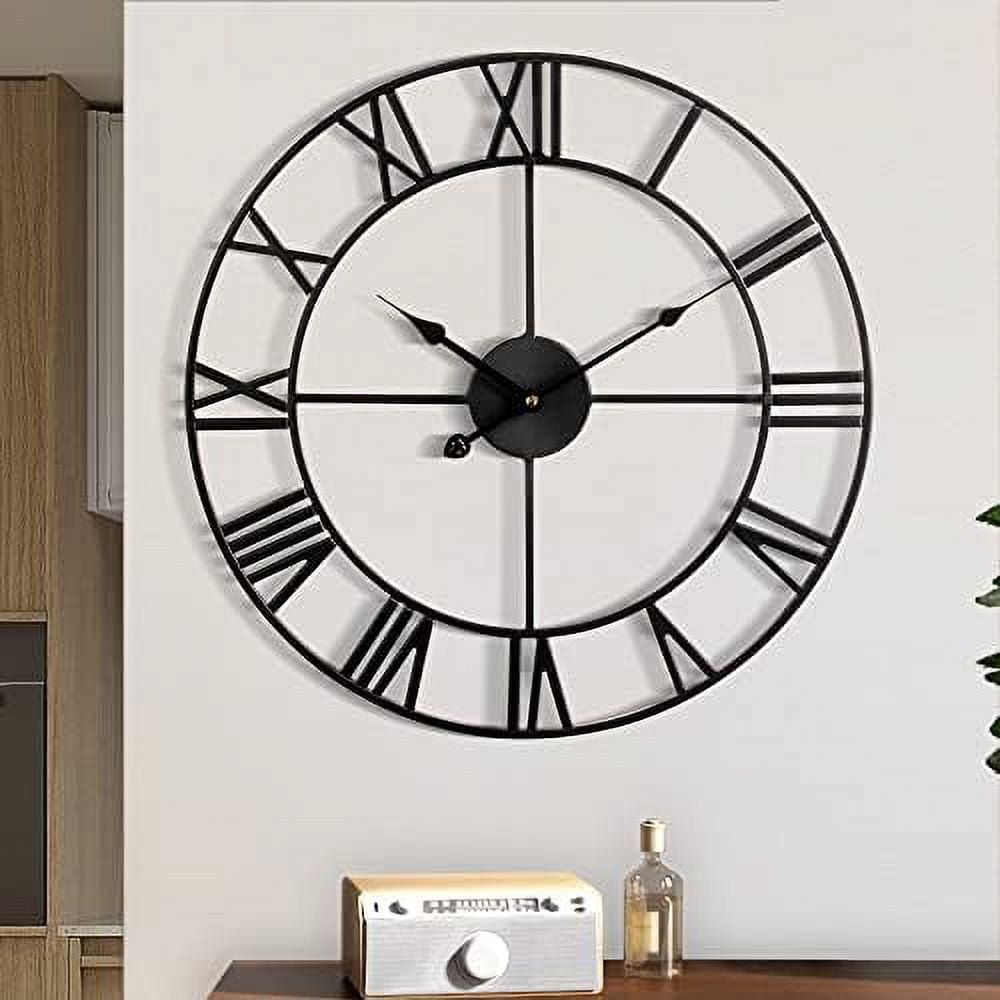 16 inch Wall Clock - Metal Retro Roman Numeral Wall Clock, Almost ...