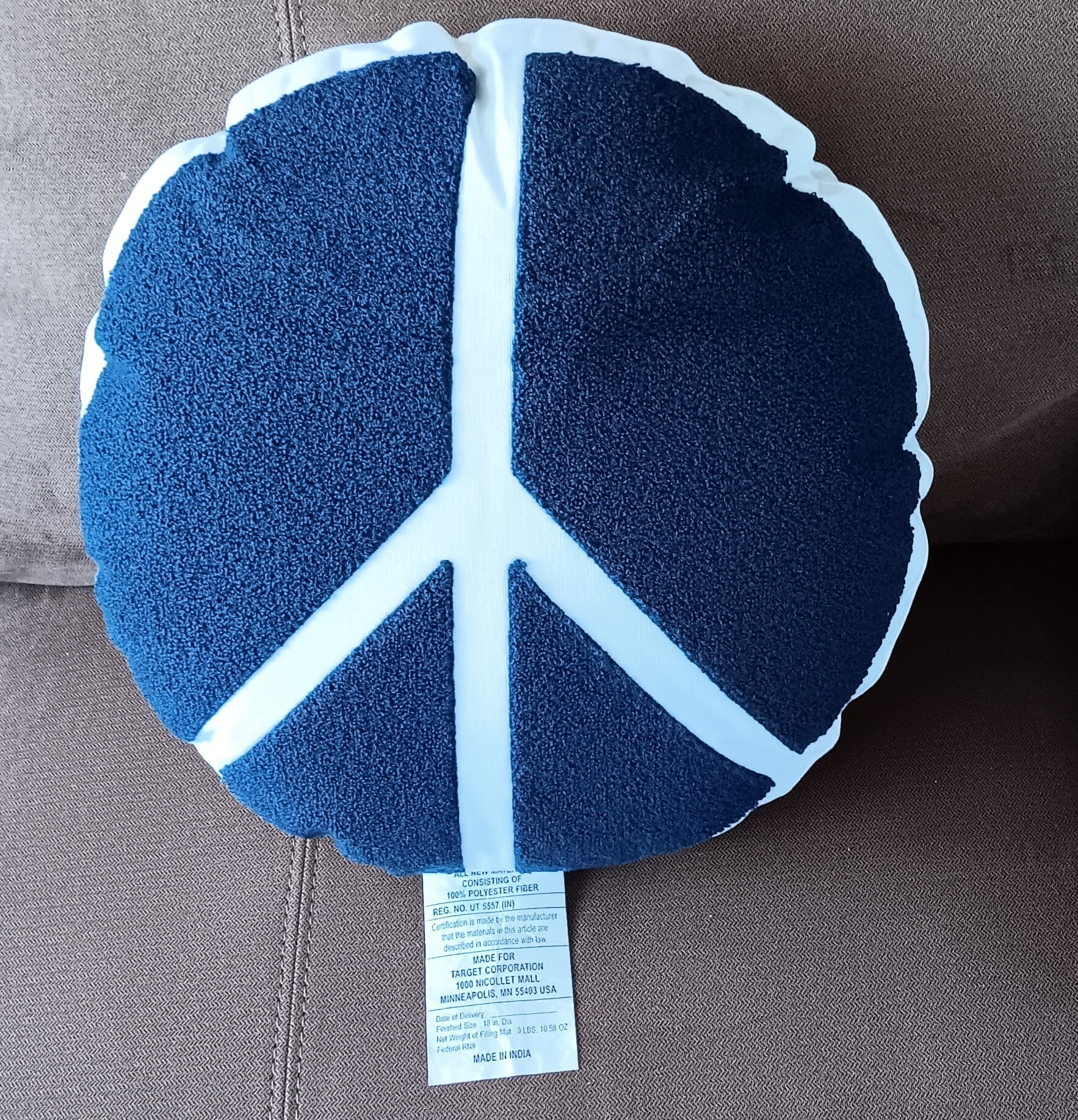 16 inch round Blue and White Peace Pillow - Walmart.com