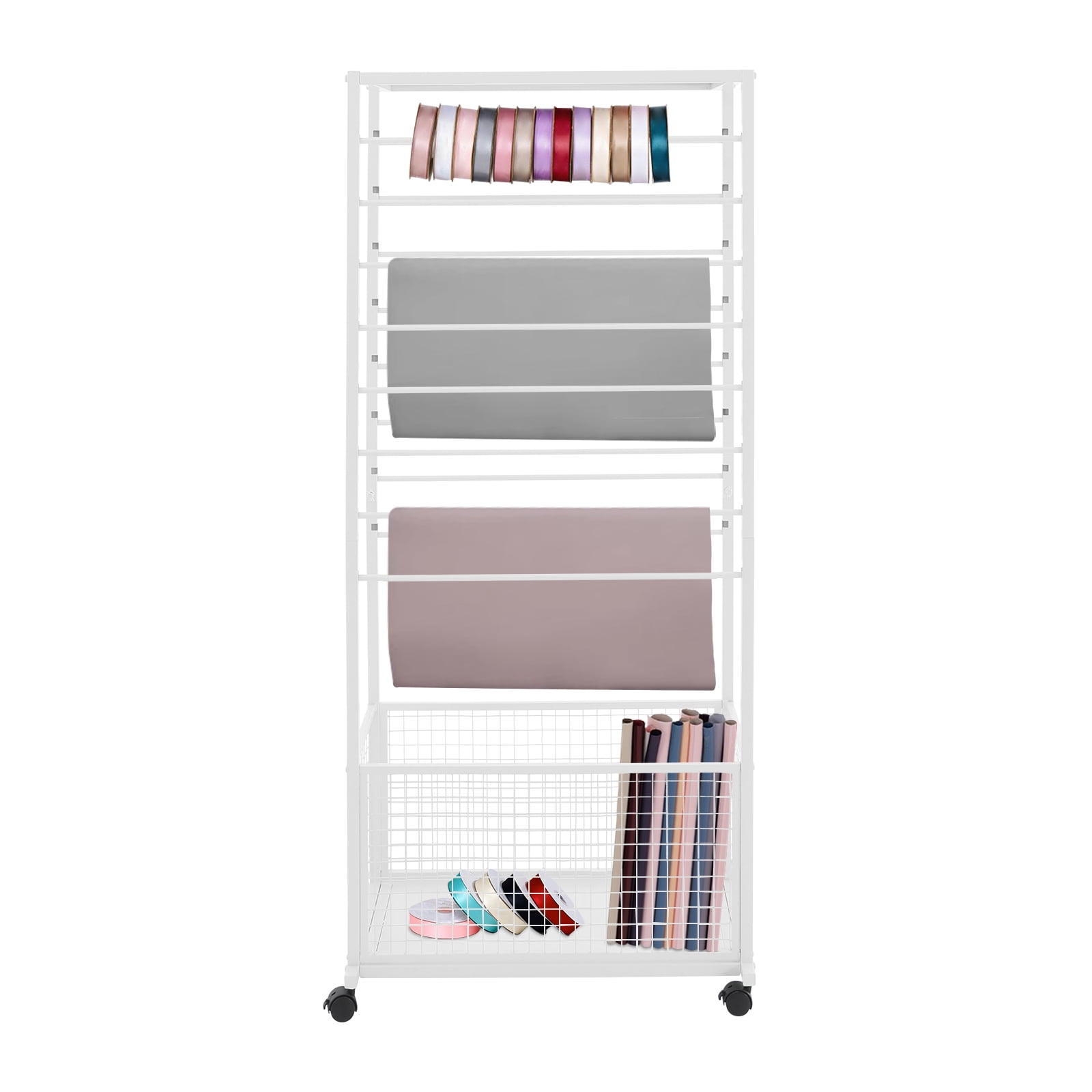 16-layer Ribbon Rack with 4 Lockable Universal Wheels Iron Ribbon ...