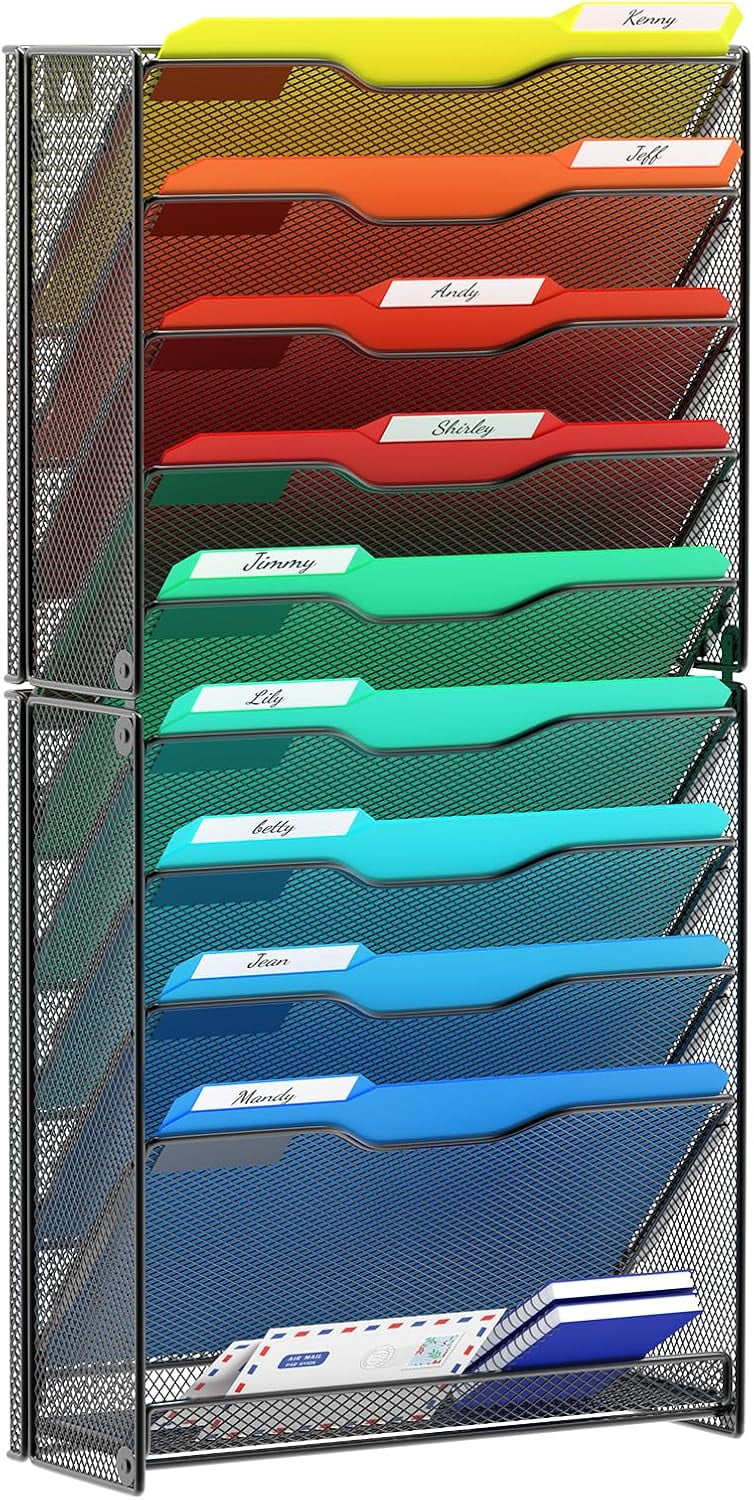 16-layer wall mounted file organizer, wall mounted file rack, wall ...