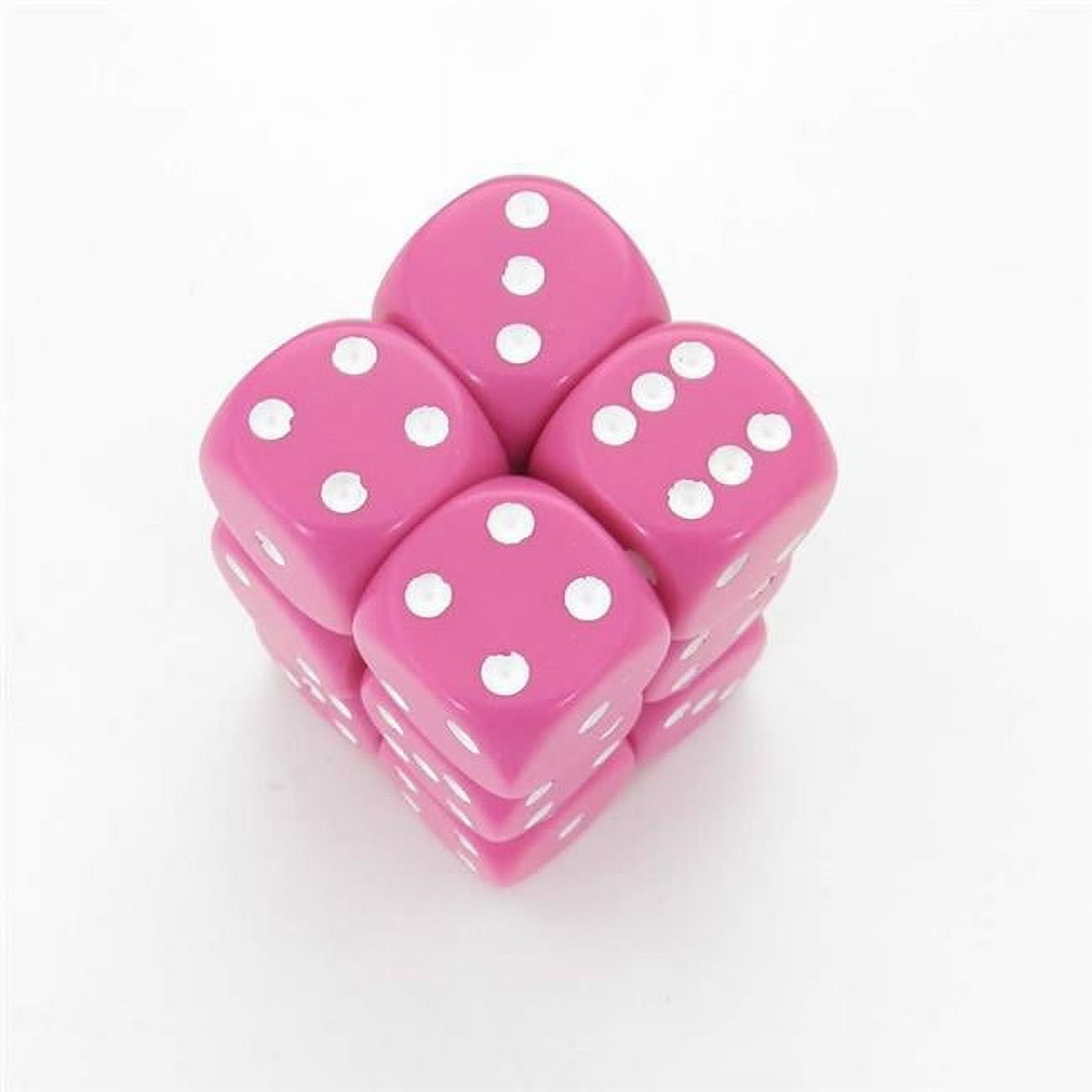 16 mm Pink Opaque D6 Dice with White Pips - Pack of 12 - Walmart.com
