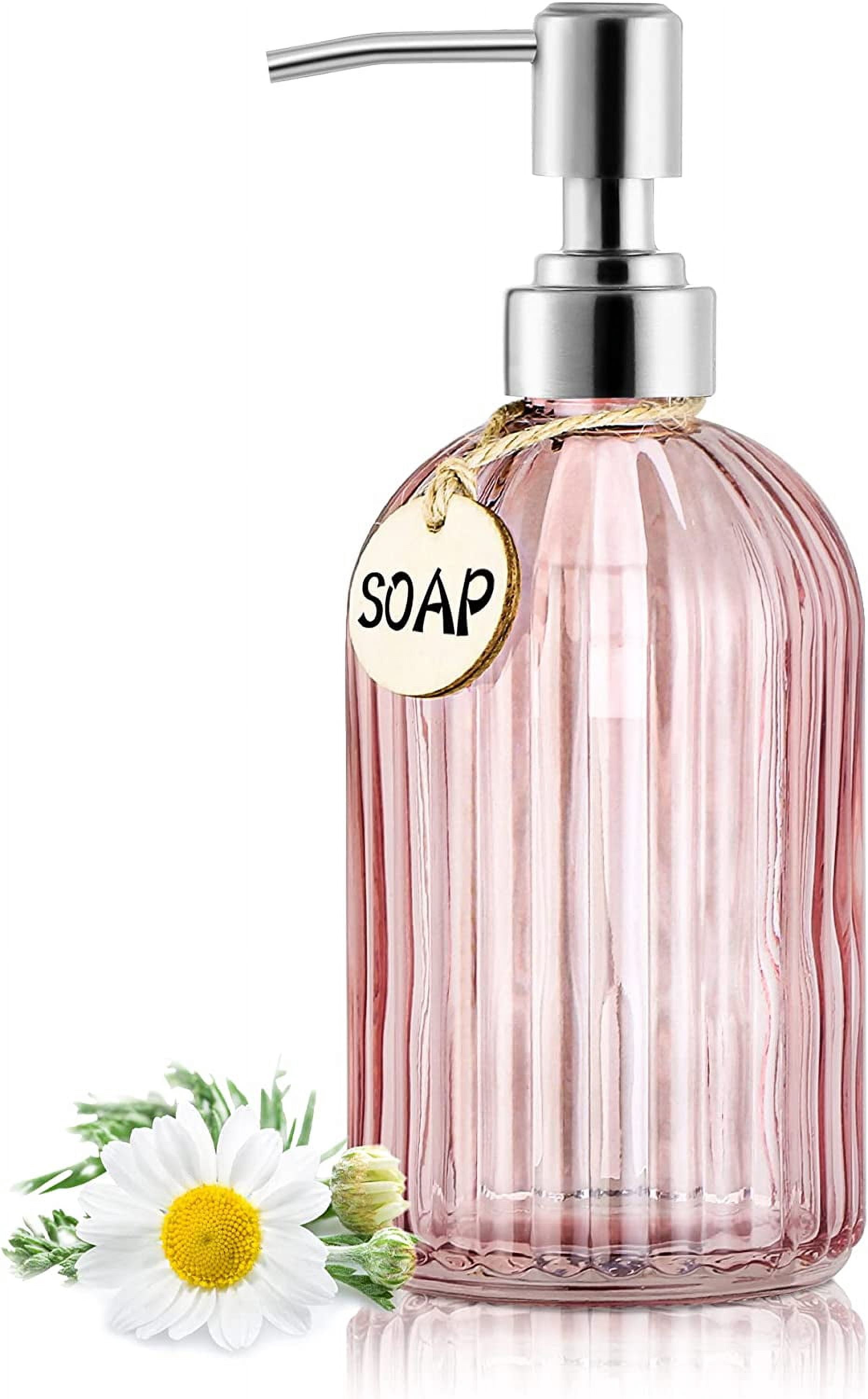 16-ounce fashionable striped transparent glass refillable soap ...