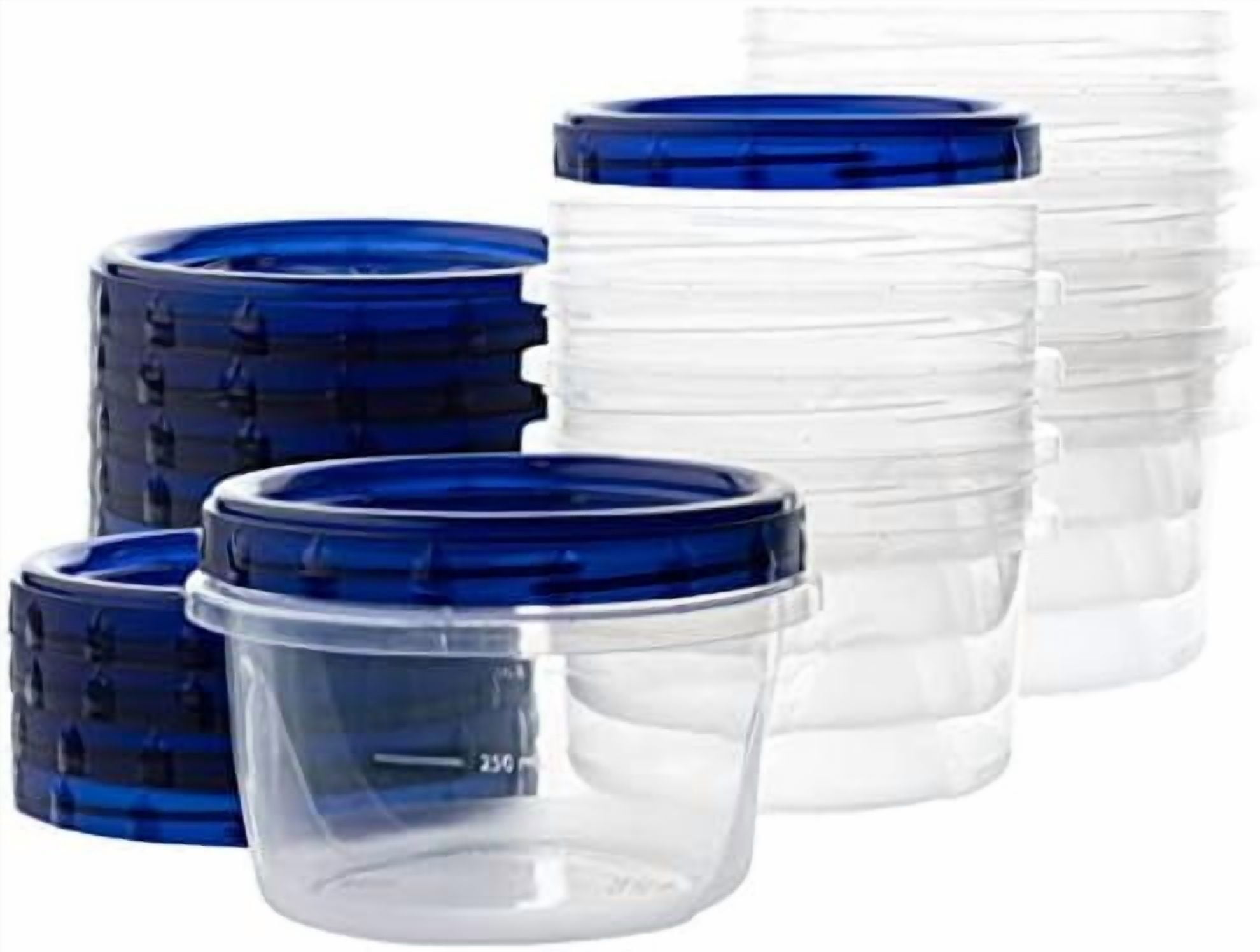 [16 oz 10 Pack] Twist Top Deli Containers Clear bottom With blue Top ...