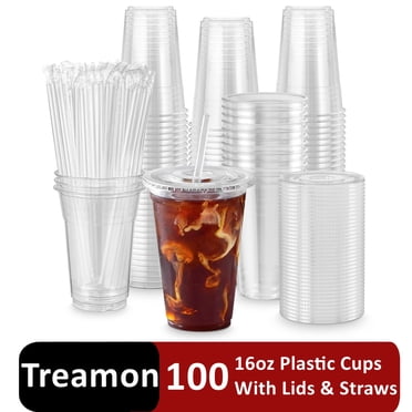 Walmart 32 oz Plastic Cups with Lids for Smoothies, Cold Drinks, Iced ...