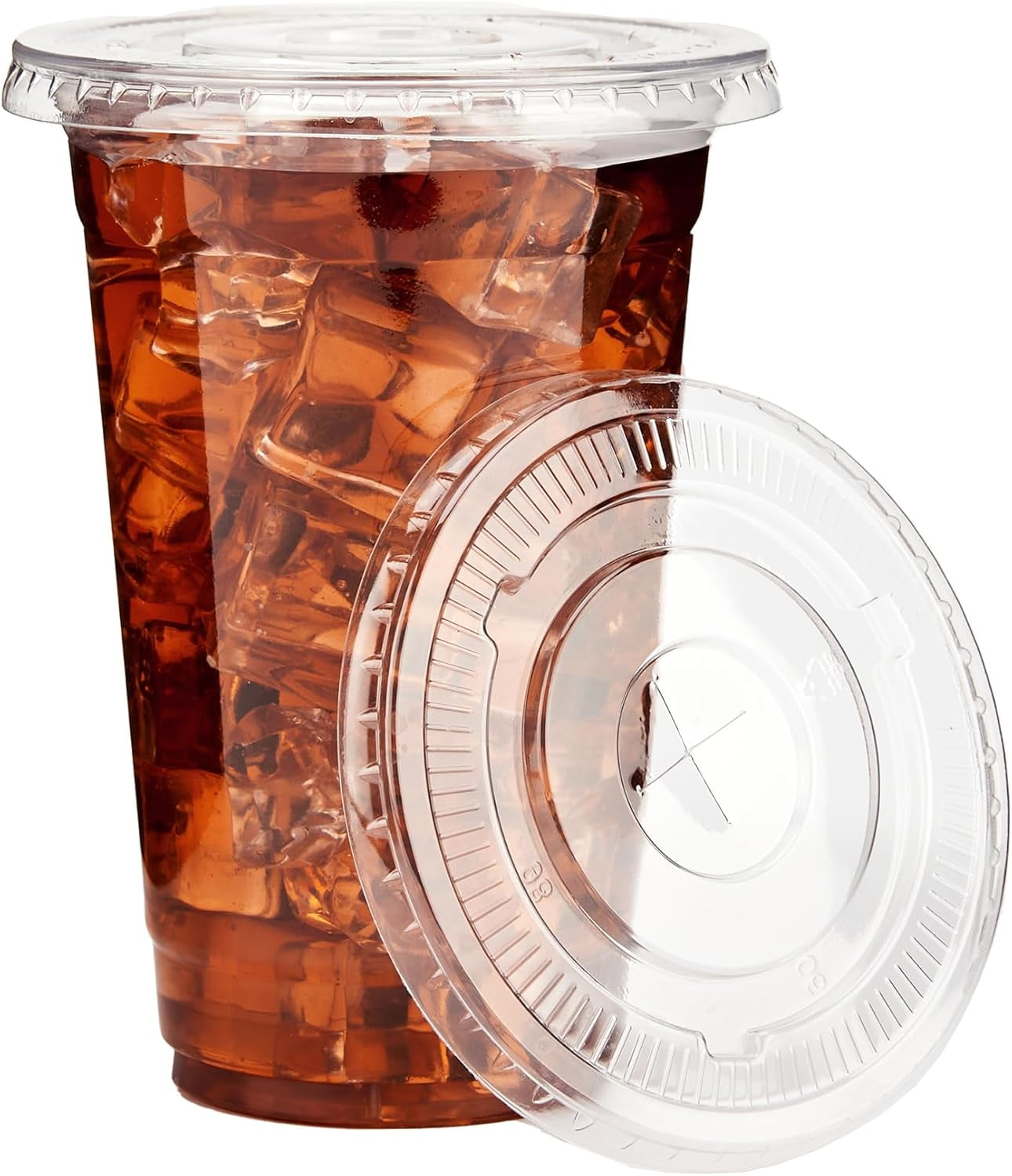 16 oz 100 Pack Disposable Iced Coffee Cups with Lids, Clear Plastic ...