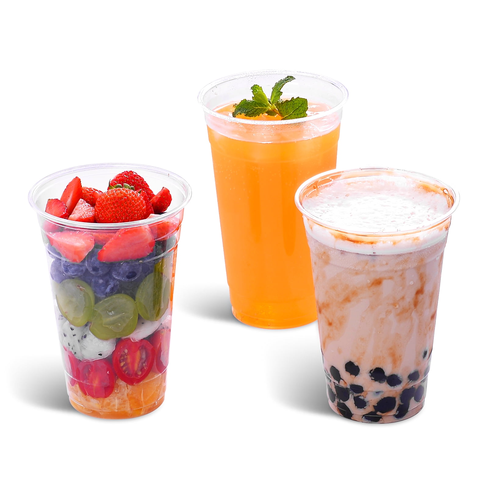 [16 oz. - 100 Sets] EDI Crystal Clear Disposable PET Plastic Cups with ...