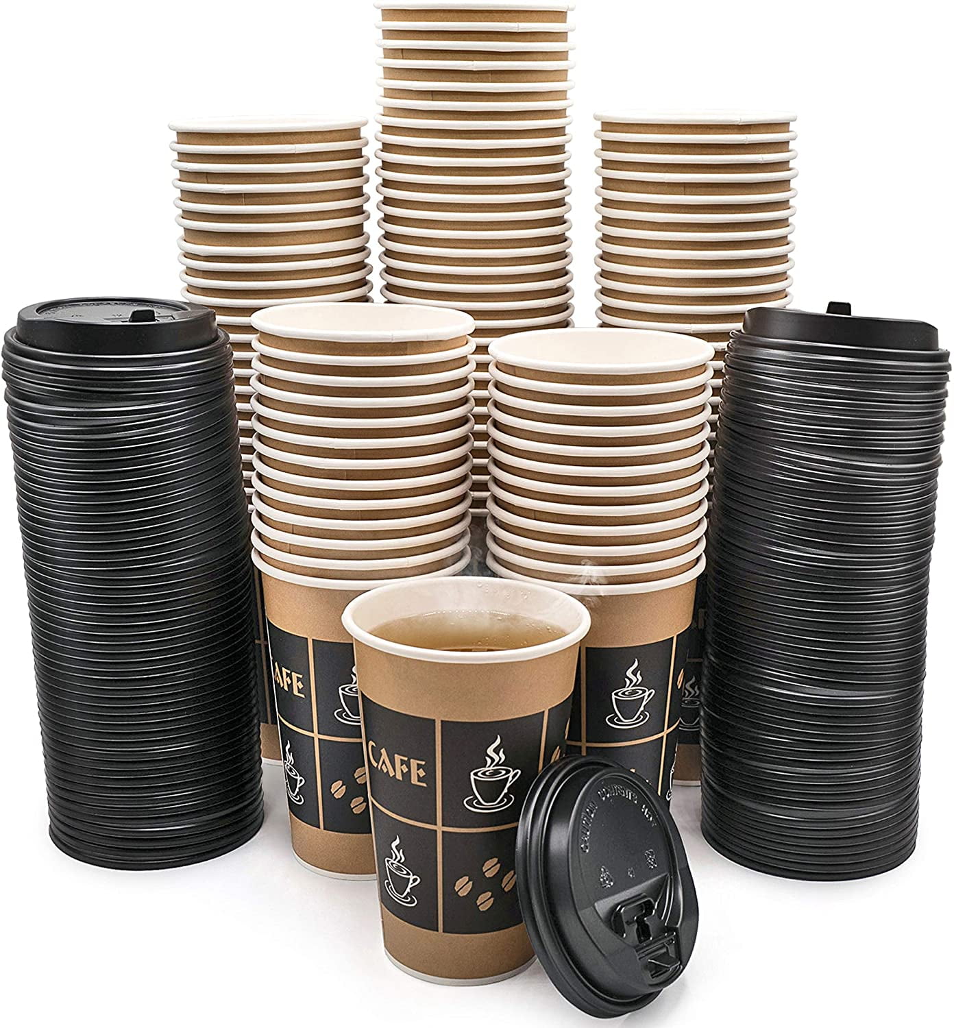 JUST PACK IT 16 oz Disposable Paper Hot Coffee Cups with Resealable ...