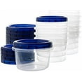 [16 oz 120 Pack] Twist Top Deli Containers Clear bottom With blue Top ...
