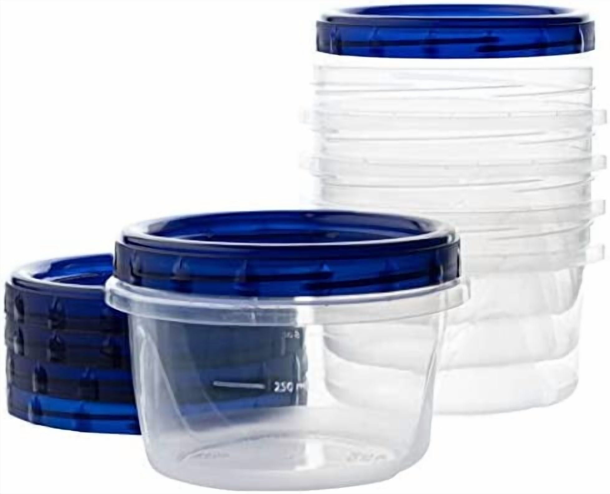 [16 oz 5 Pack] Deli Containers Clear bottom With blue Top Twist on Lids ...
