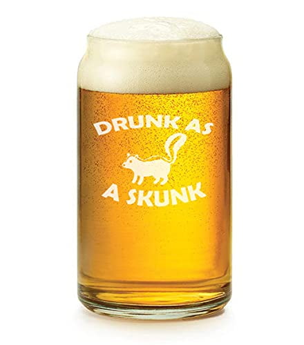 16 oz Beer Can Glass Drunk As A Skunk Funny - Walmart.com