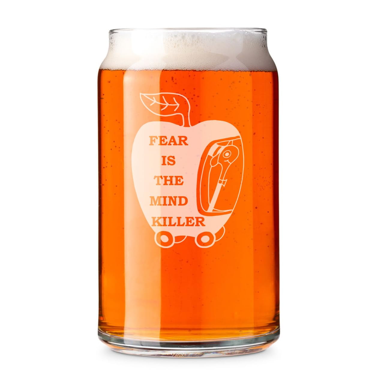 16 oz Beer Can Glass Gift Fear Is The Mind Killer Worm Driving Apple ...