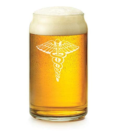 16 oz Beer Can Glass Medical Symbol Caduceus Physician - Walmart.com