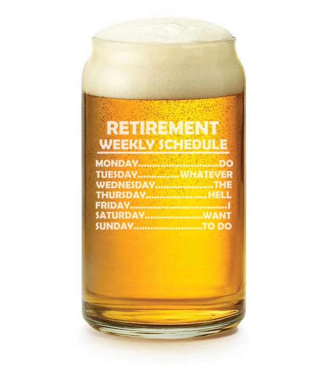 16 oz Beer Can Glass Retired Schedule Funny Retirement Gift - Walmart.com