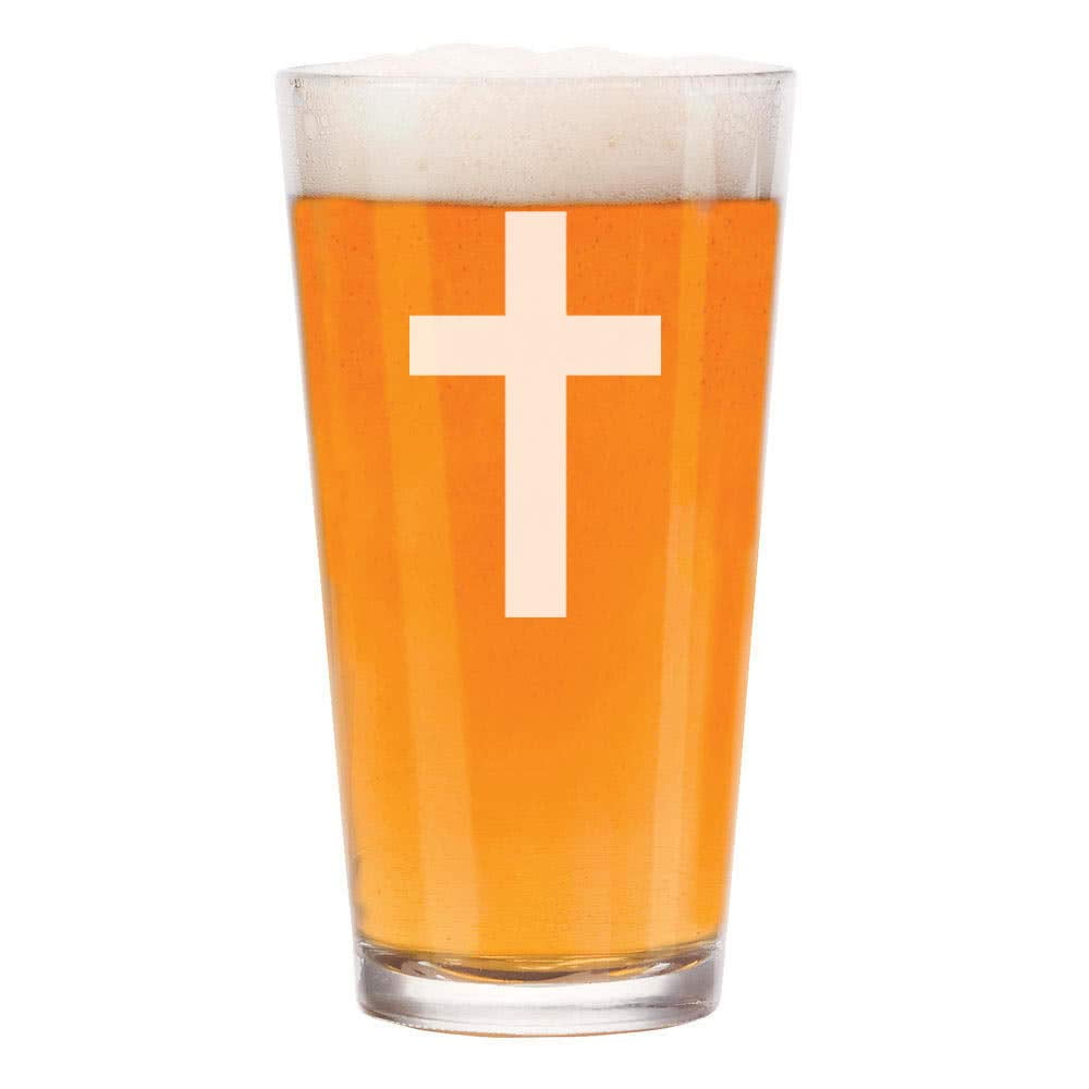 16 oz Beer Pint Glass Cross Christian - Walmart.com