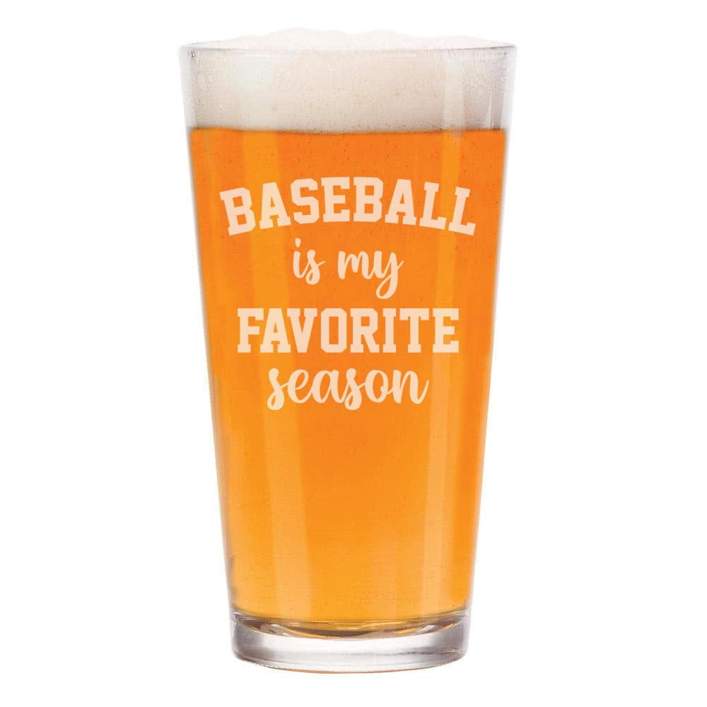 16 oz Beer Pint Glass Gift Baseball Is My Favorite Season Baseball Mom ...