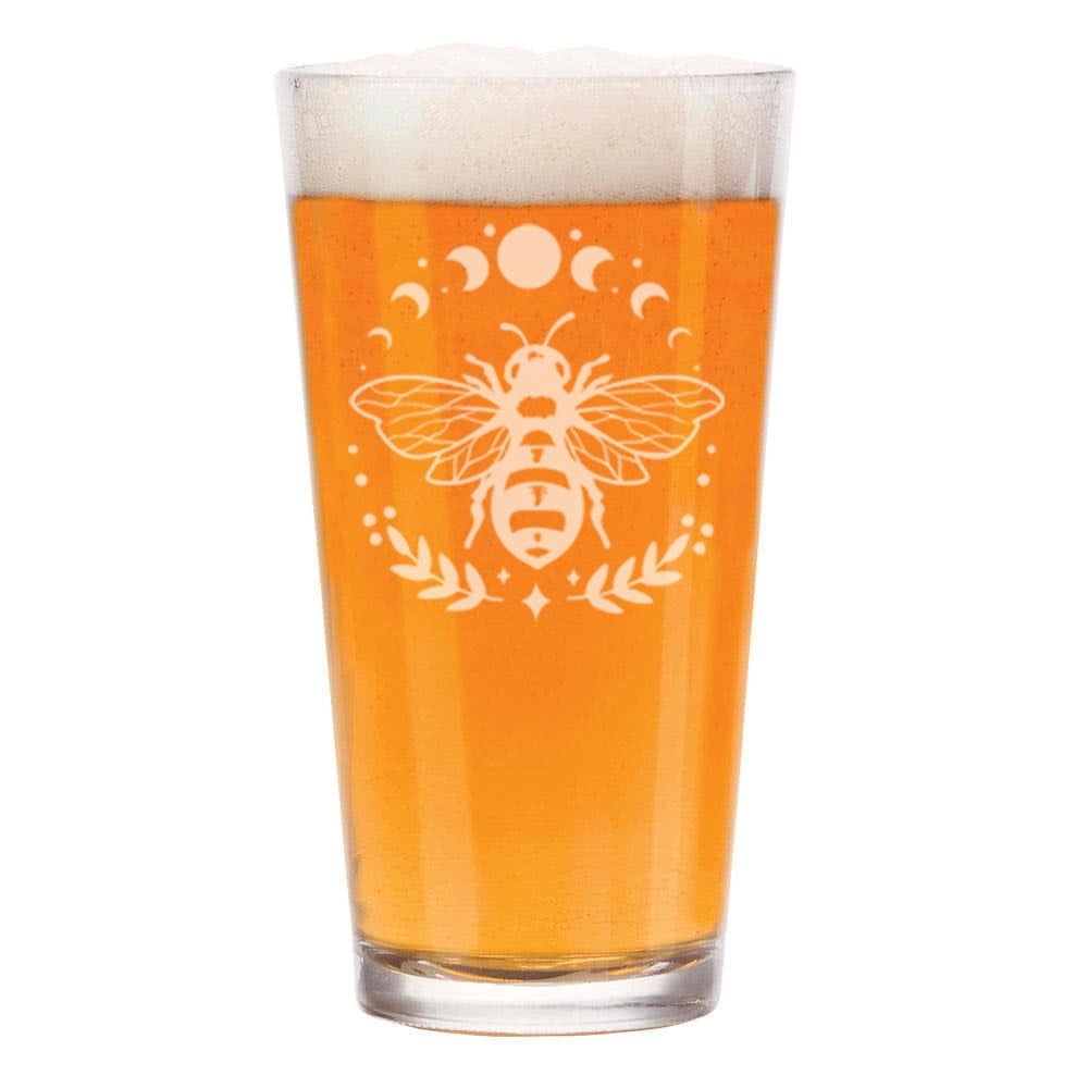 16 oz Beer Pint Glass Gift Bee and Moon - Walmart.com
