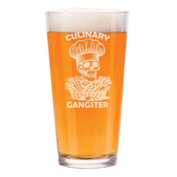 16 oz Beer Pint Glass Gift Culinary Gangster Funny Chef Cooking Lover ...