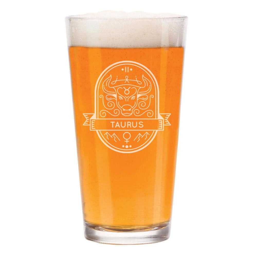 16 oz Beer Pint Glass Gift Mystical Zodiac Horoscope (Taurus) - Walmart.com