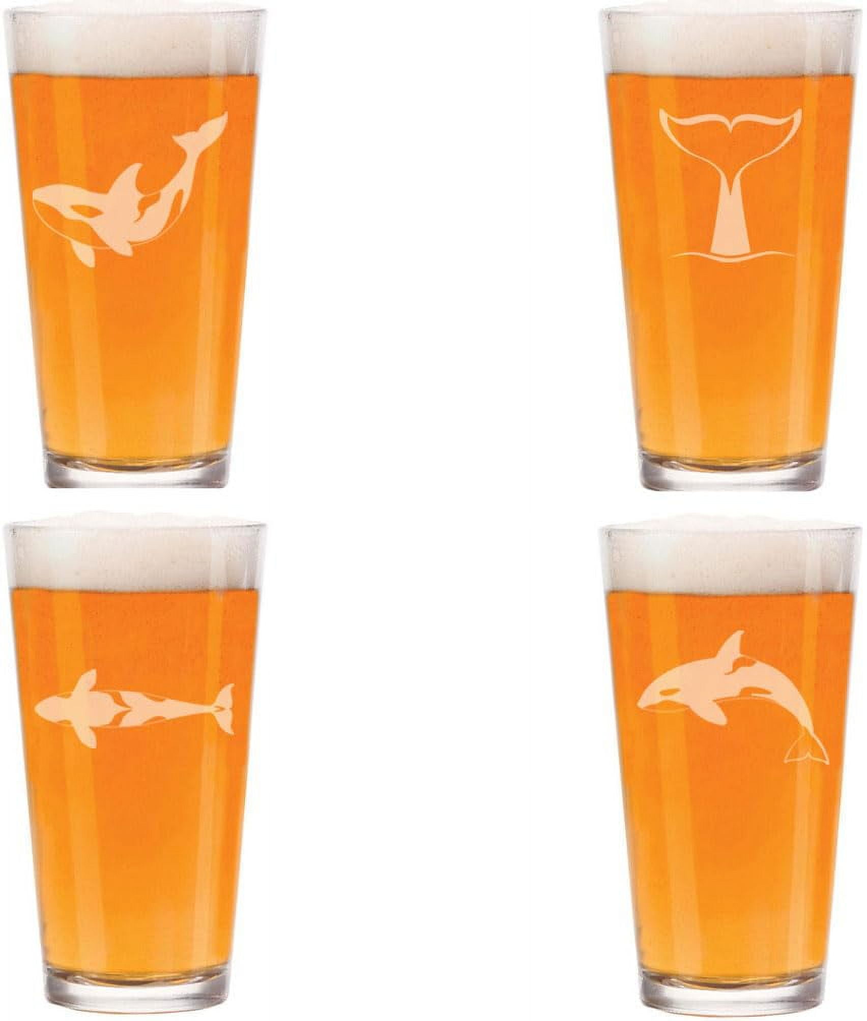 16 oz Beer Pint Glass Gift Set Of 4 Orca Killer Whale Collection ...