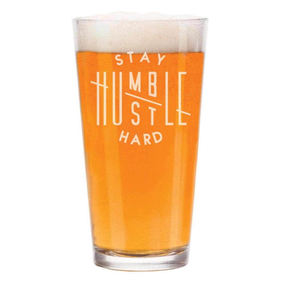 16 oz Beer Pint Glass Gift Stay Humble Hustle Hard - Walmart.com