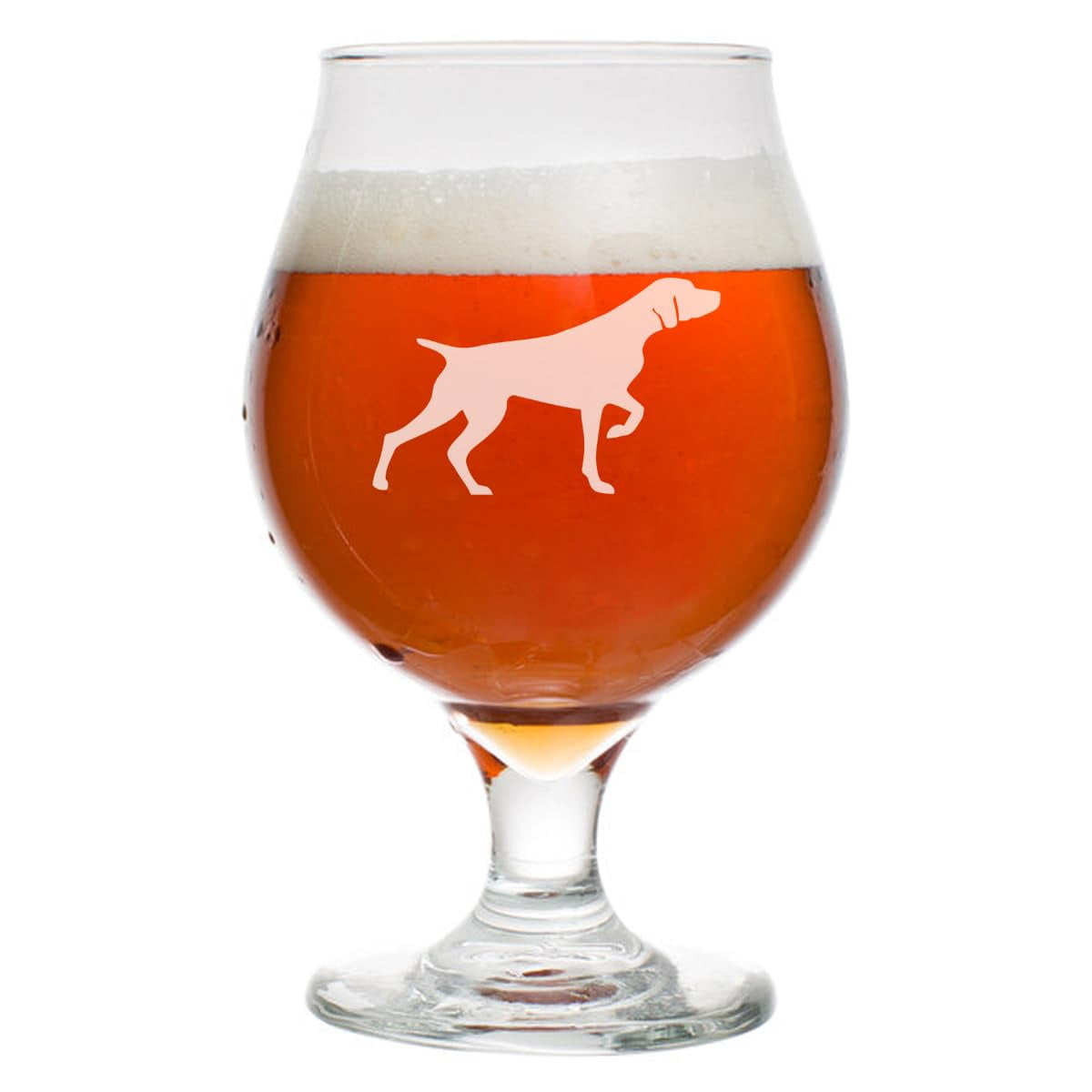 16 oz Belgian Beer Tulip Glass Stemmed Beer Glass German Shorthaired ...