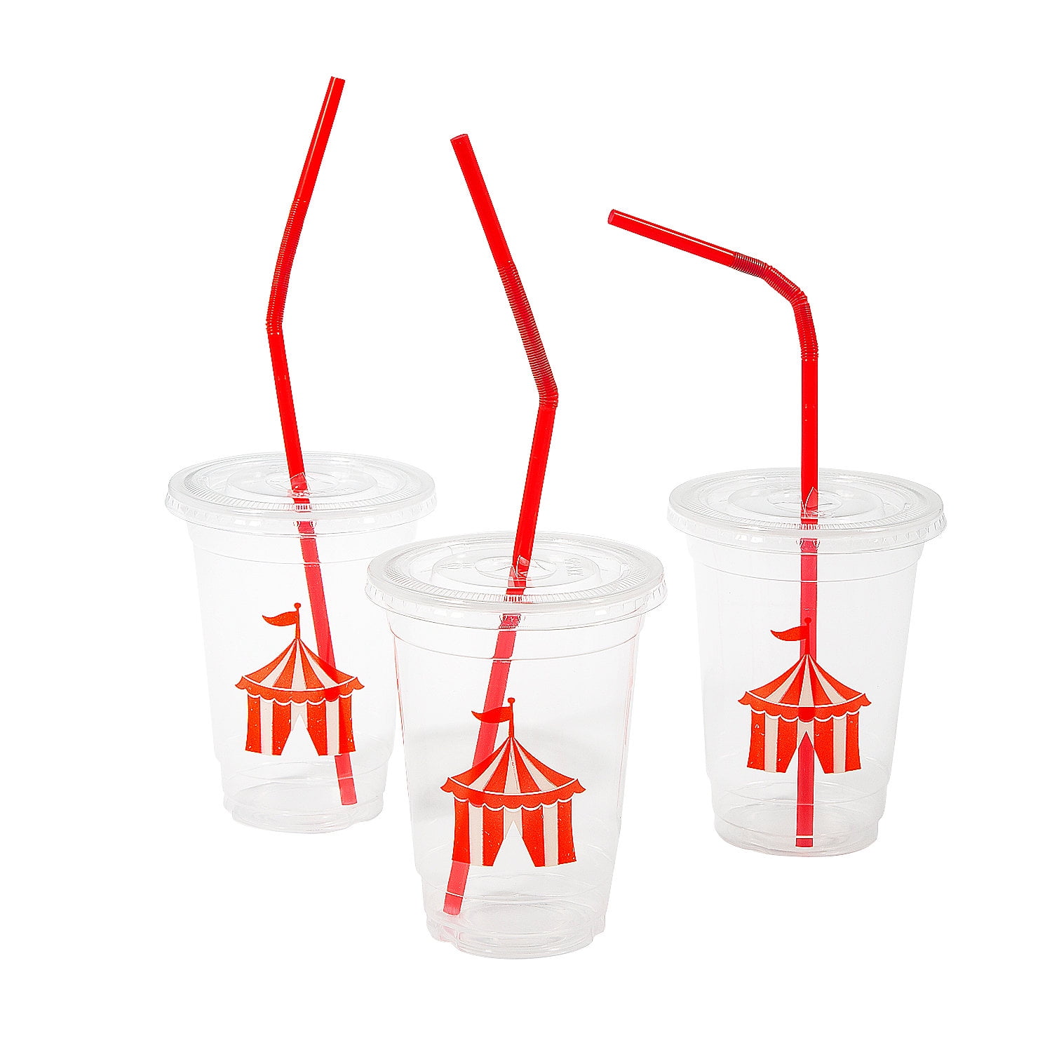 16 oz. Clear Carnival Disposable Plastic Cups with Lids & Straws - 24 Count - Walmart.com