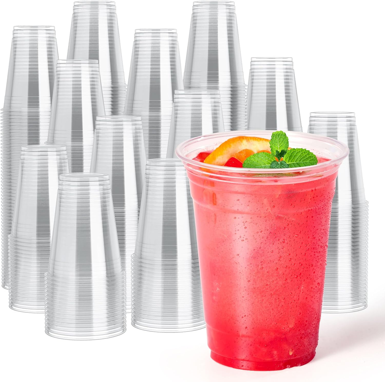 16 oz Clear Plastic Cups, 1000 Pack Disposable Plastic Cups, Party ...